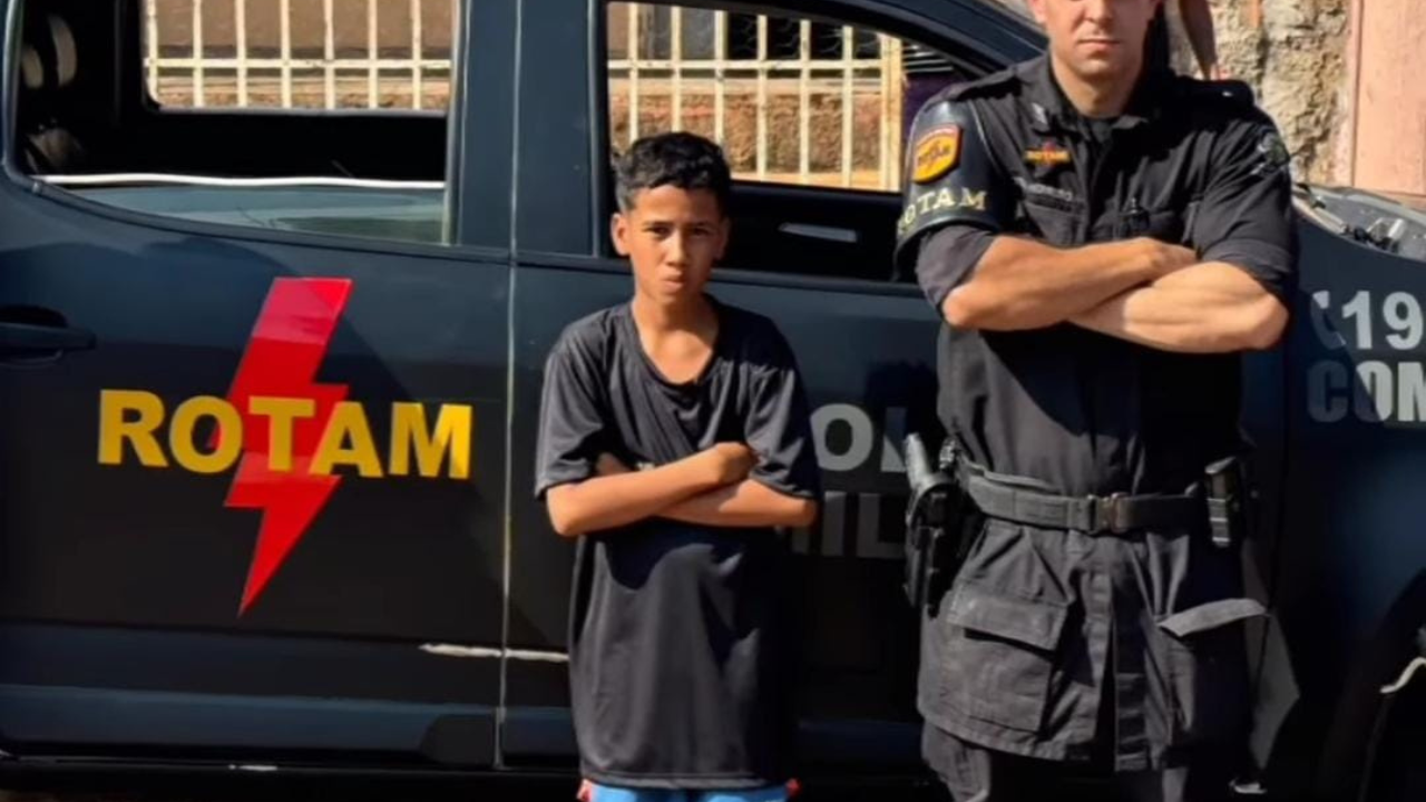 ROTAM realiza sonho de menino de 12 anos que vende doces